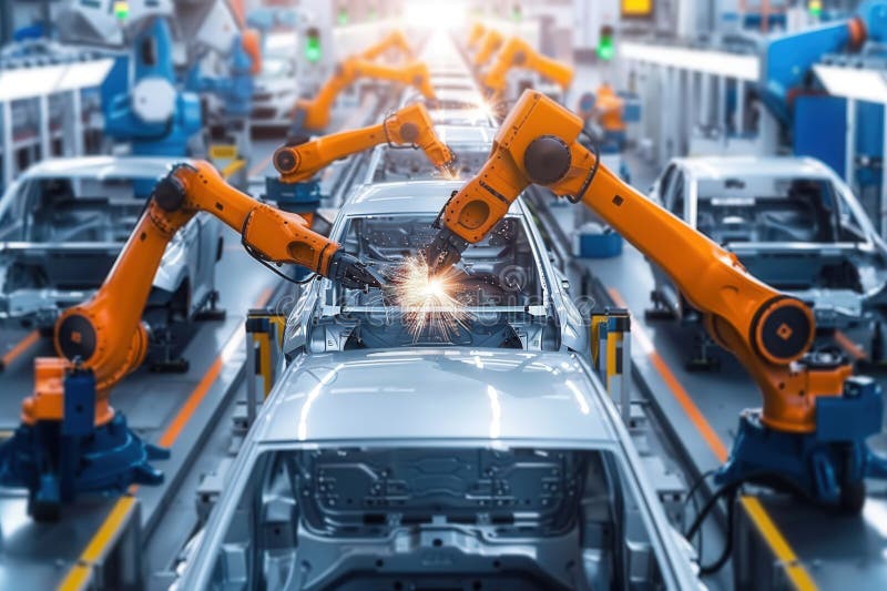 Robotic Arms Carry Out Precise Tasks on a Car Assembly Line, Enhancing ...