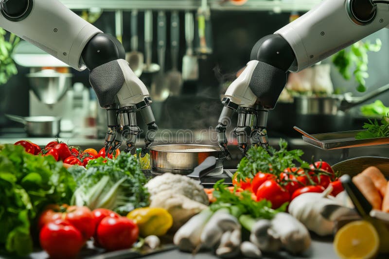 Robotic Arms Cooking in Kitchen Stock Photo - Image of intelligence ...