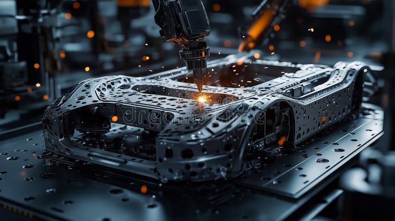 Robotic Arms Diligently Assembling Metal Components in a High-tech ...