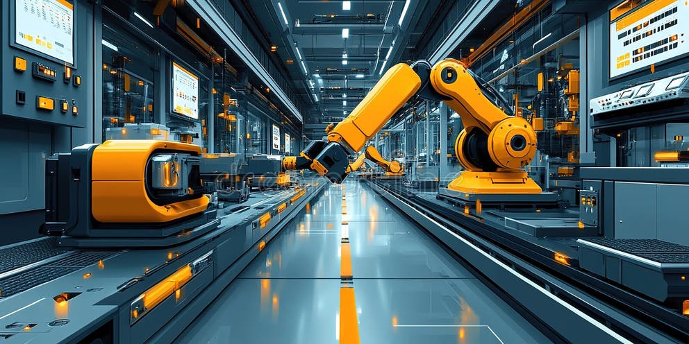 Advanced Robotic Arms Operating in a High-tech Manufacturing Facility ...