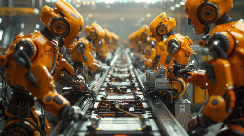 Robotic Arms Engaged in Assembly Line Work within an Industrial ... Robotic Arms Engaged in Assembly Line Work within an Industrial ...