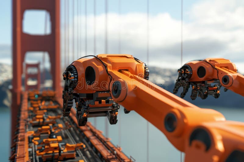 Robotic Arms Performing Maintenance Work on Golden Gate Bridge during ...