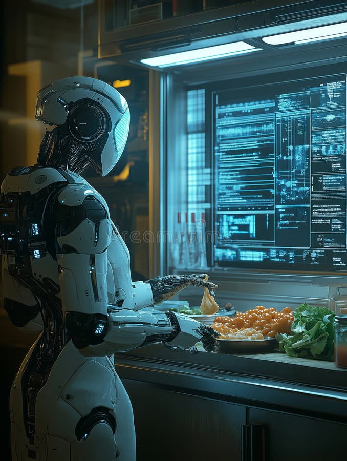 Robotic Arms Expertly Preparing Ingredients in a Modern Kitchen ...