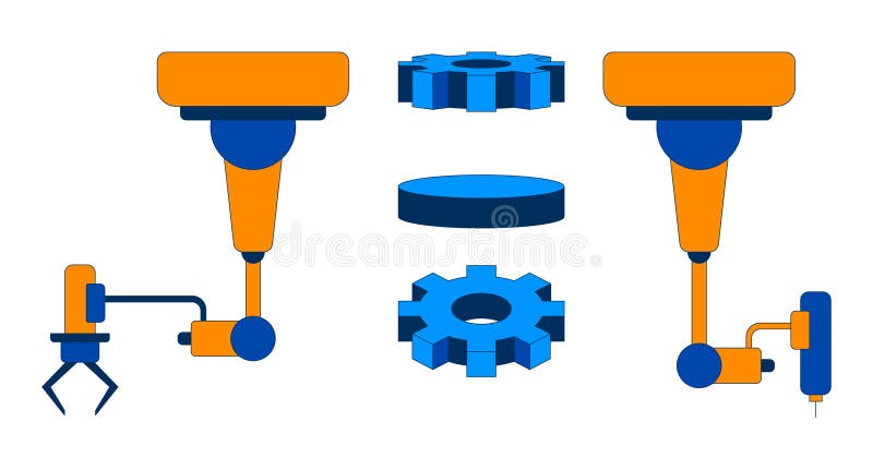 Robotic Arms and Gears 2D Cartoon Objects Set Stock Vector ... Robotic Arms and Gears 2D Cartoon Objects Set Stock Vector ...