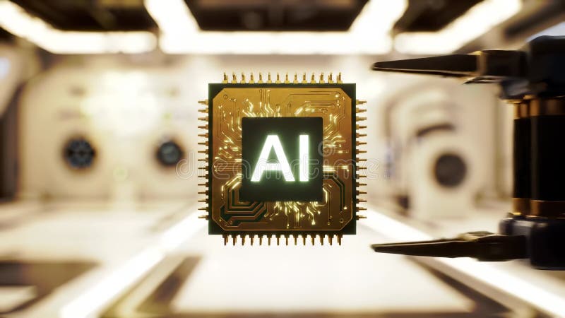 Artificial Intelligence (AI) Processor Chip Held by Robotic Arms Stock ...