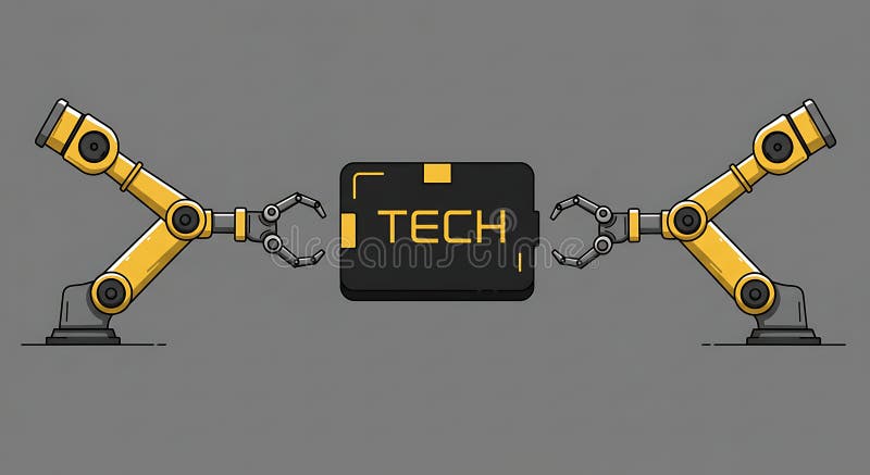 Robotic Arms Holding a Digital Tech Device, Modern Tech Stock ...
