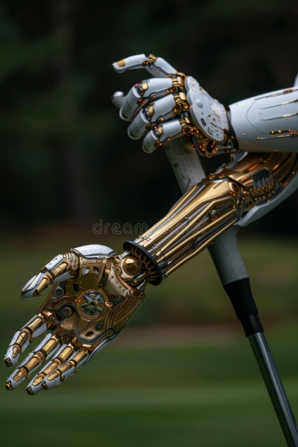 Robotic Arms Holding Golf Club. Technology Future Innovation Advanced ...