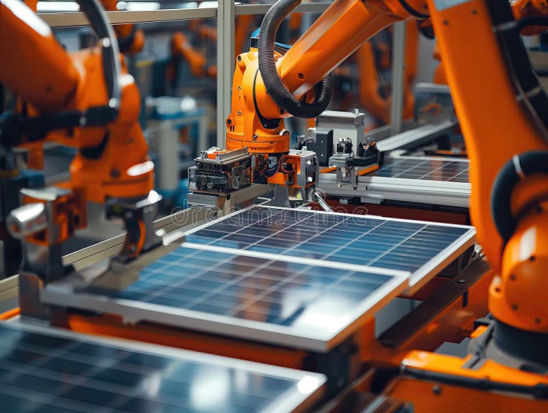 Robotic Arms Make Solar Panels Stock Illustration - Illustration of ...