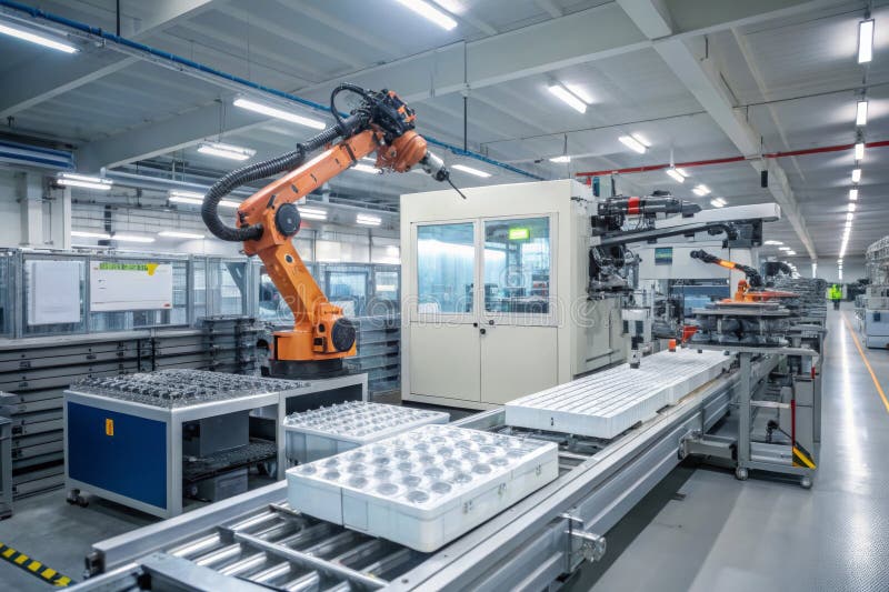 Advanced Robotic Assembly Line in a Modern Manufacturing Facility ...