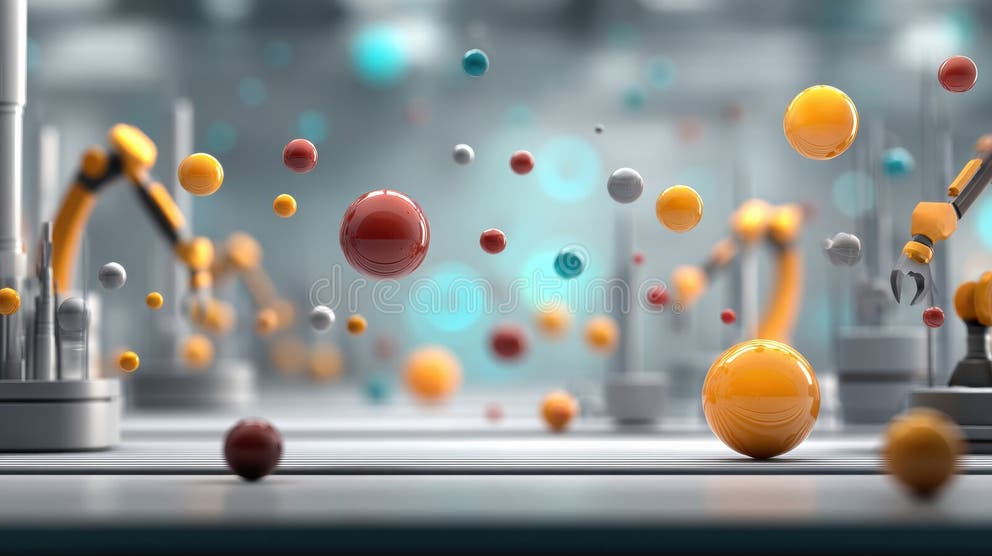 Robotic Arms Manipulate Floating Data Spheres in a Futuristic AI Lab ...