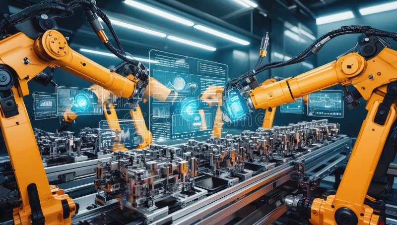 Robotic Arms Manufacturing Components Using Artificial Intelligence in ...