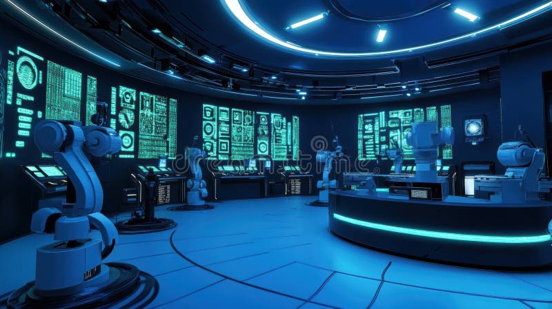 Robotic Arms Operating in Advanced Technological Control Room Stock ...