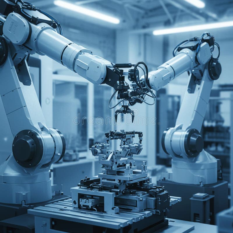 Robotic Arms are Operating in a Manufacturing or Industrial Setting ...