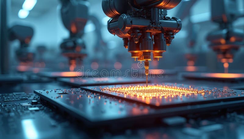 Robotic Arms Precisely Place Microchips Silicon Wafers in Tech ...