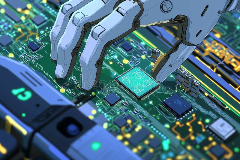 Robotic Arms with Semiconductor Chipsets for 3D Rendering Stock ...