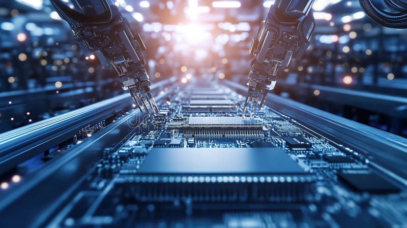 Robotic Arms Assembling Electronic Components in a High-tech ...