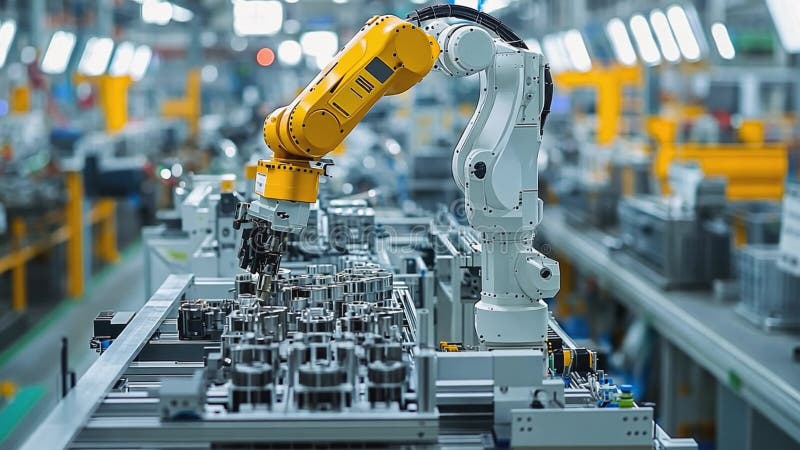 Robotic Arms Working on Assembly Line in Factory Stock Video - Video of ...