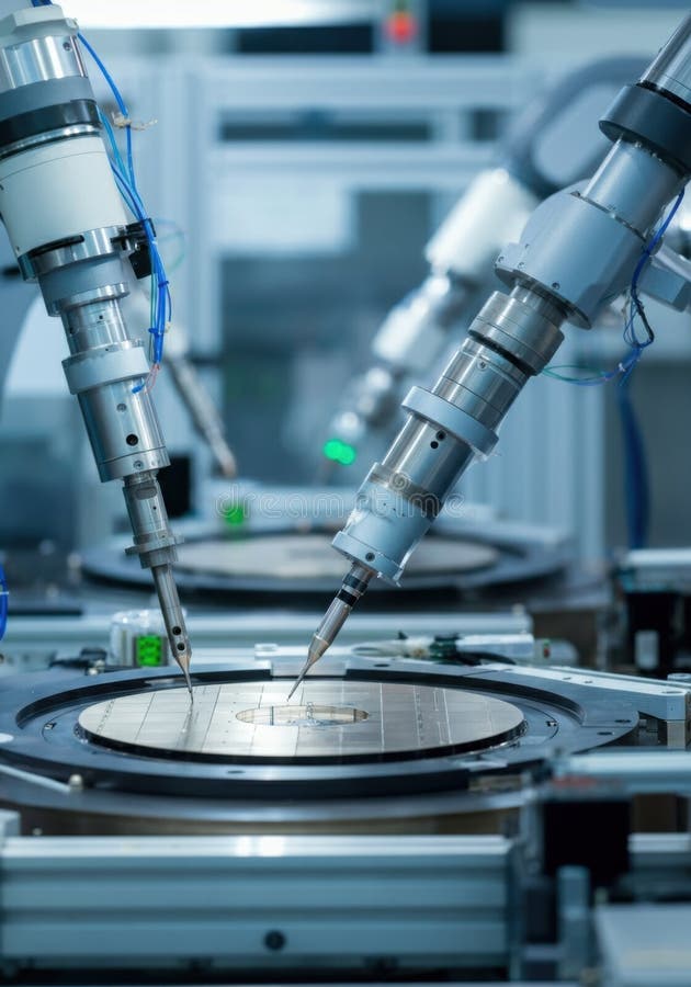 Robotic Arms Working on Semiconductor Wafers in a Cleanroom Environment ...
