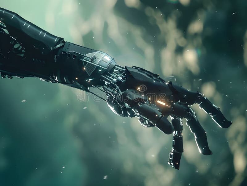 Robotic Artificial Intelligence Android Hand on Dark Background Stock ...