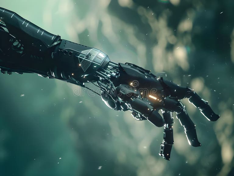 Robotic Artificial Intelligence Android Hand on Dark Background Stock ...