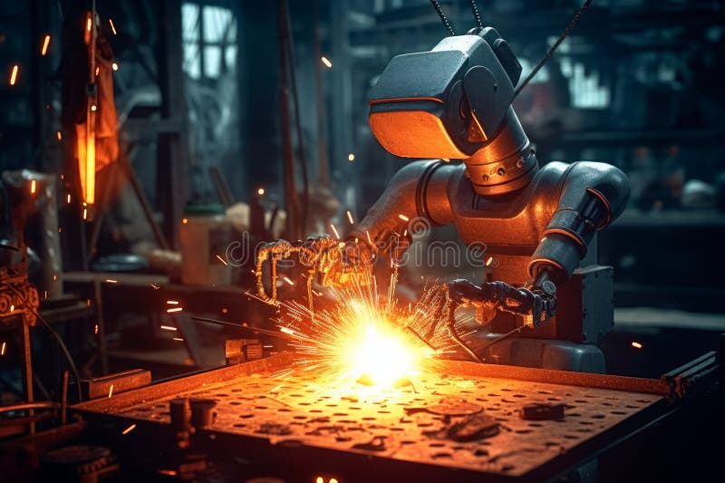 Robotic Artistry: Welding Machine in Beeple-inspired Creative Commons ...