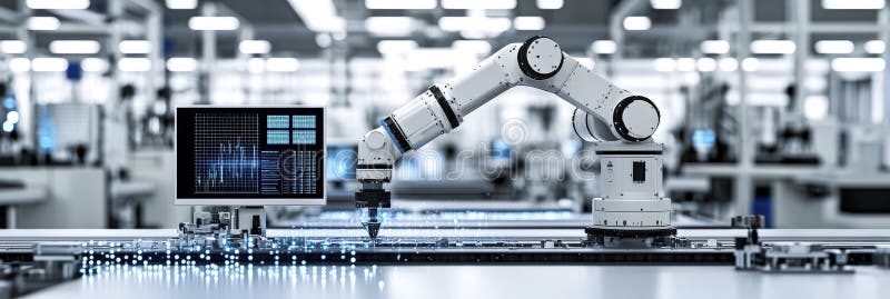 Robotic Assembly Line with Advanced Automation Tech Stock Illustration - Illustration of ...