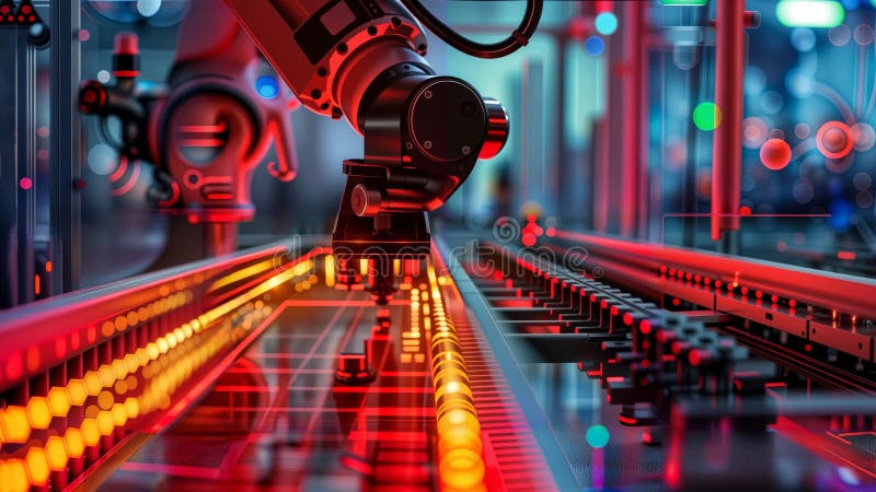 Robotic Assembly Line in Futuristic Factory Environment, Generative Ai ... Robotic Assembly Line in Futuristic Factory Environment, Generative Ai ...