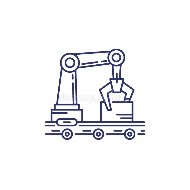 Robotic Assembly Line, Automation of Production Icon Stock Vector ...