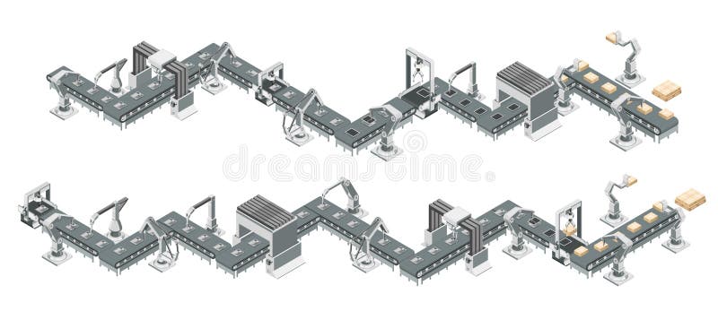 Robotic Assembly Line with Conveyor Belt in an Automated Factory ... Robotic Assembly Line with Conveyor Belt in an Automated Factory ...