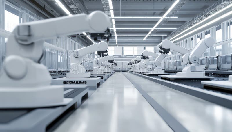 Robotic Assembly Line Operating in an Automotive Factory during Daytime ...