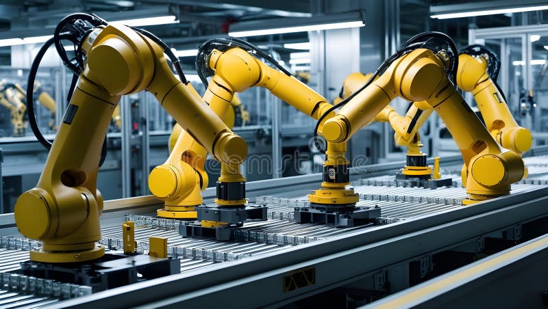 Robotic Assembly Line stock illustration. Illustration of modern ...