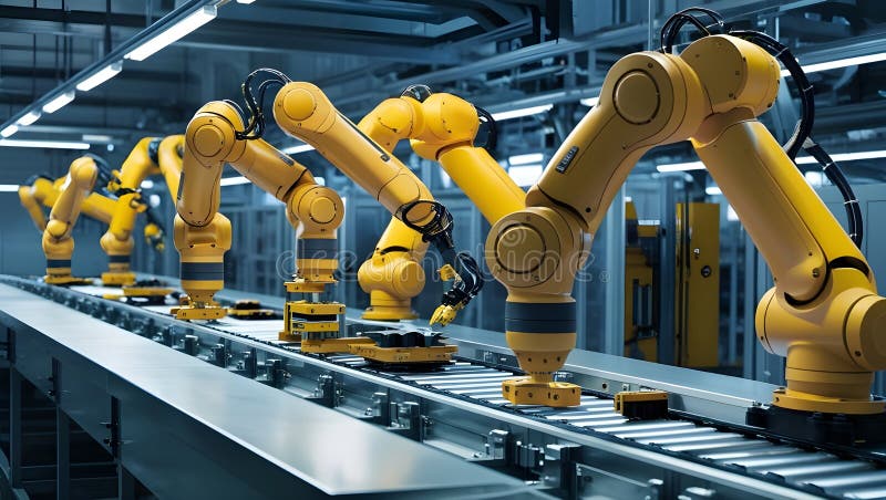 Robotic Assembly Line stock illustration. Illustration of application ...