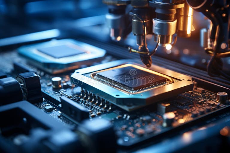 Robotic Assembly Microelectronics Chip Factory, Machine, Robot ...