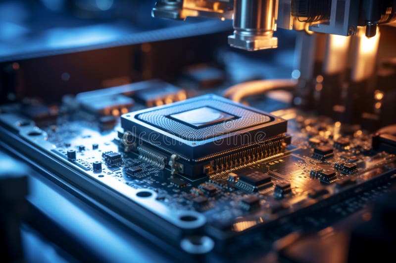 Robotic Assembly Microelectronics Chip Factory, Machine, Robot ...