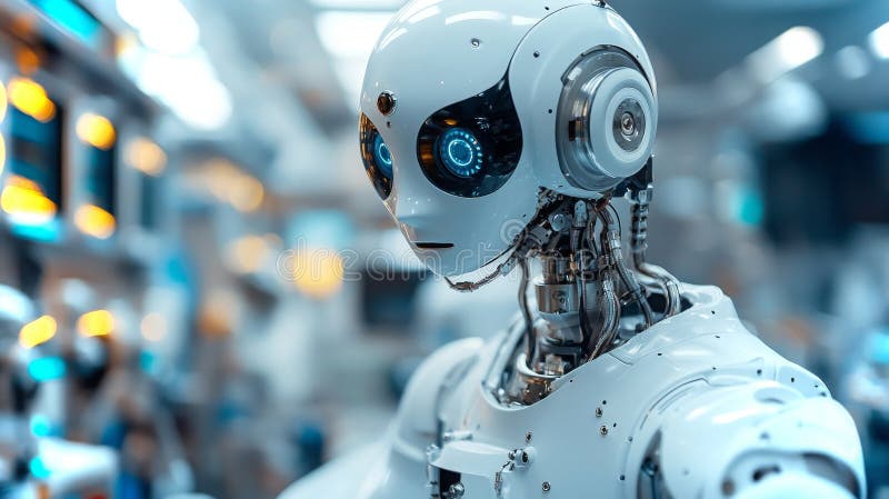 Robotic Assistant with Advanced Features Operates in a Futuristic ...