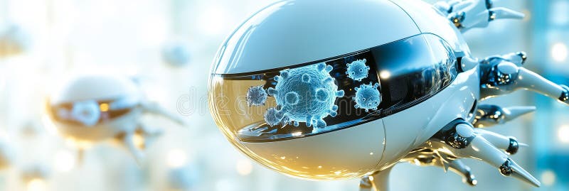 Robotic Assistant Examines Virus Particles in Futuristic Laboratory ...