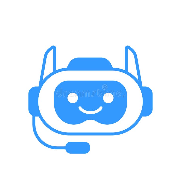 Robotic Assistant Icon with Headset Sign. Robot Chat Bot Icon Design ...