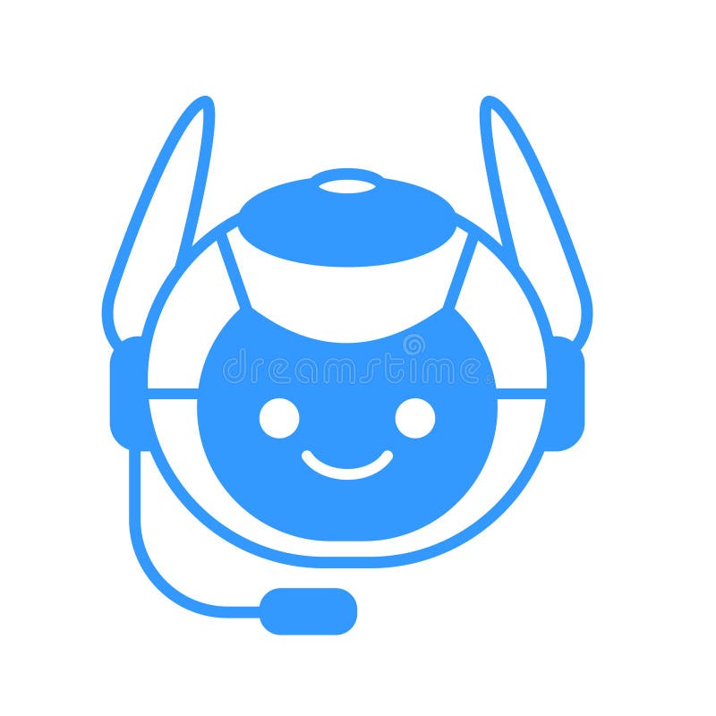 Robotic Assistant Icon with Headset Sign. Robot Chat Bot Icon Design ...