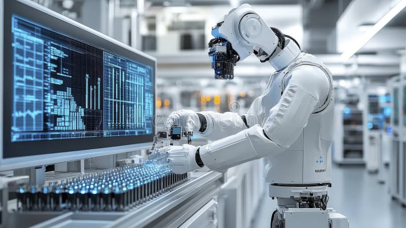 Robotic Assistant Managing Complex Industrial Tasks Stock Illustration ...