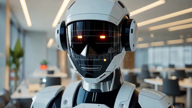 Robotic Assistant Operates in Modern Office Environment Showcasing ...