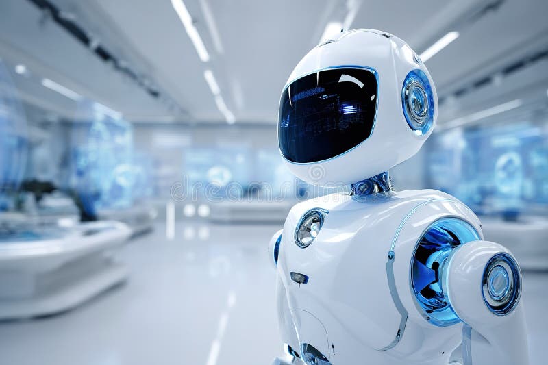 Robotic Assistant Stands in a Futuristic Laboratory Showcasing Advanced ...