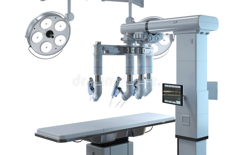 Robotic Assisted Surgery on White Background Stock Illustration ...
