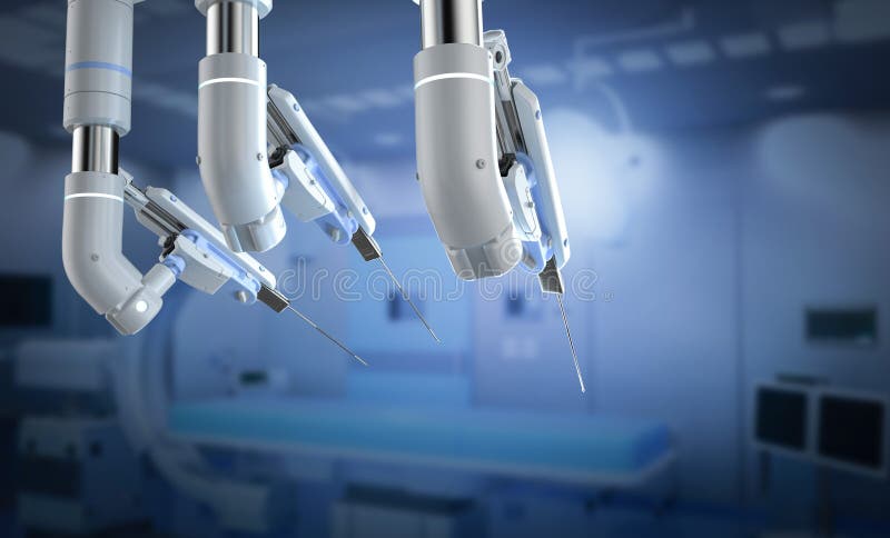 Robotic Assisted Surgery Machine in Operating Room Stock Illustration ...