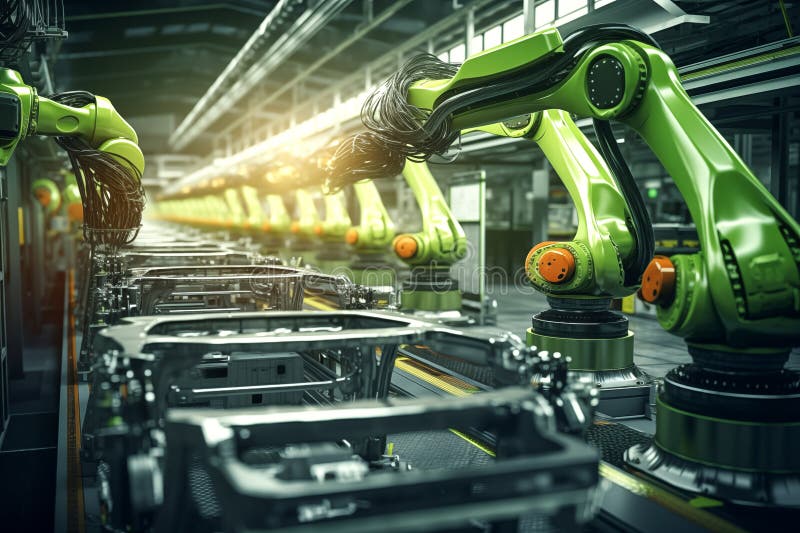 Robotic Automatic Arms Work in Industrial Intelligent Factory Assembly ...