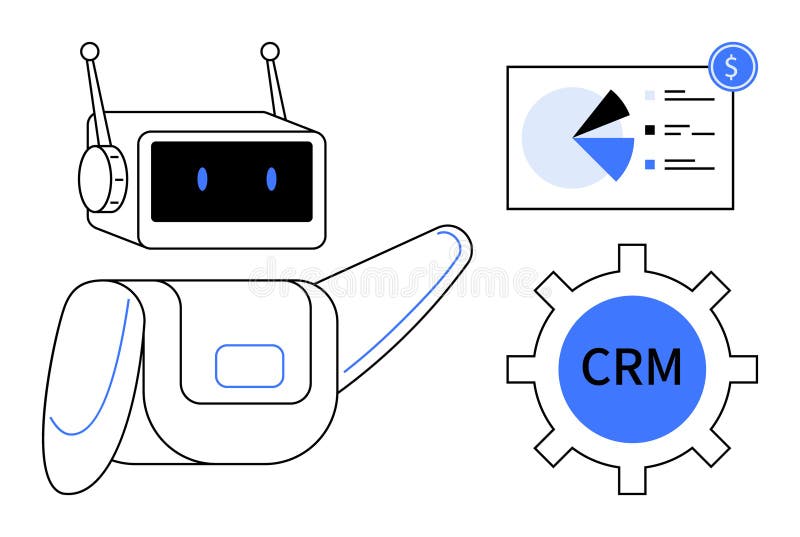 Robotic Automation in CRM with Analytics and Financial Insights Stock Vector - Illustration of ...