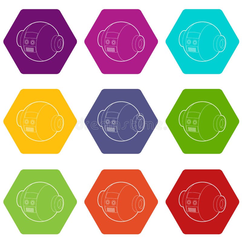 Robotic ball icons set 9 stock illustration. Illustration of humanoid ...