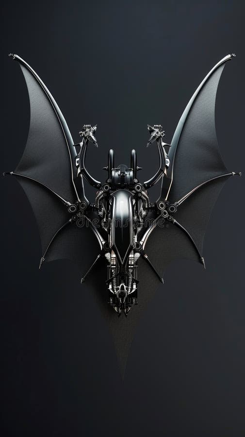 Robotic Bat with Metallic Wings Stock Illustration - Illustration of ...