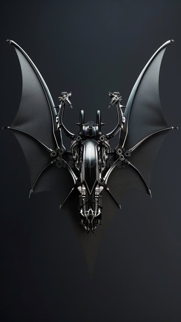 Robotic Bat with Metallic Wings Stock Illustration - Illustration of ...