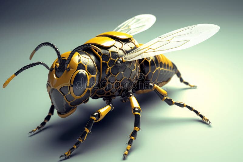 Robotic Bee Closeup. Generate AI Stock Illustration - Illustration of ...