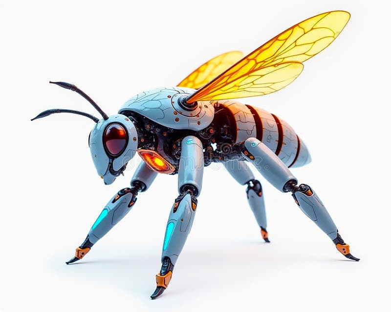 A Robotic Bee with Intricate Details, Glowing Elements, Stock ...